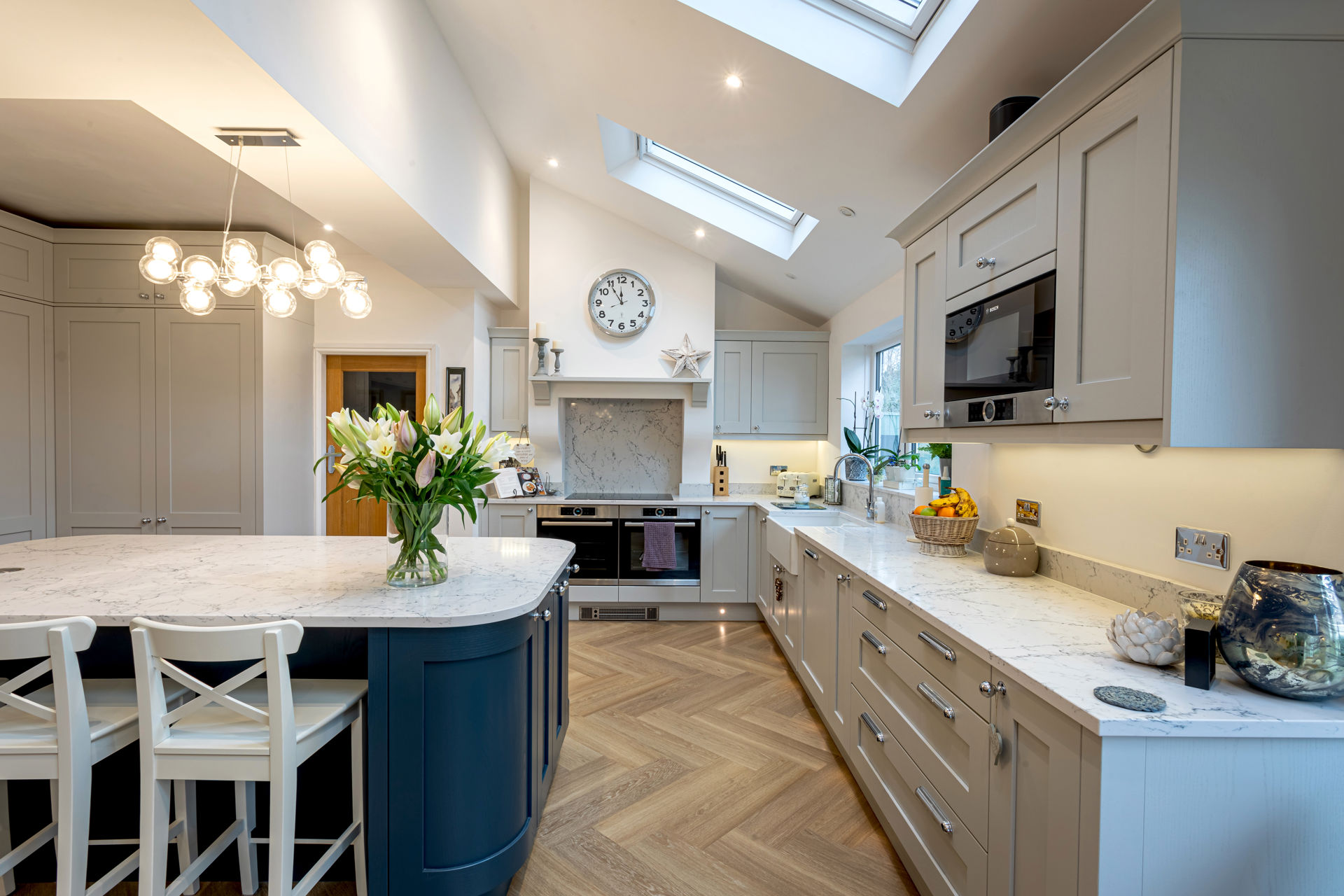 Mornington Shaker Dove Grey With Hartforth Blue Island | Real Projects